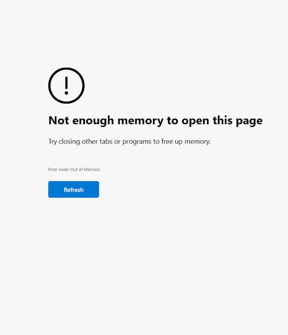 Not enough memory to open this page.