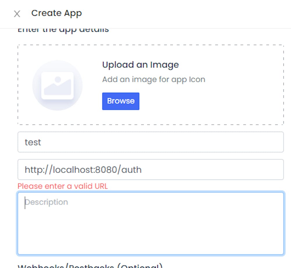 Cant set redirect uri while creating app. Getting the following error.