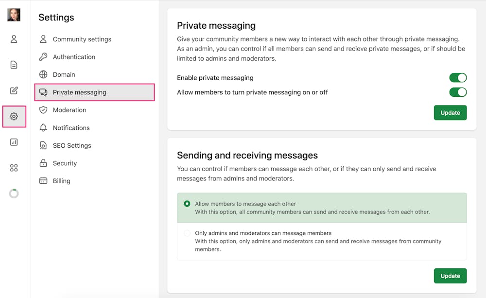 How to enable Private Messaging