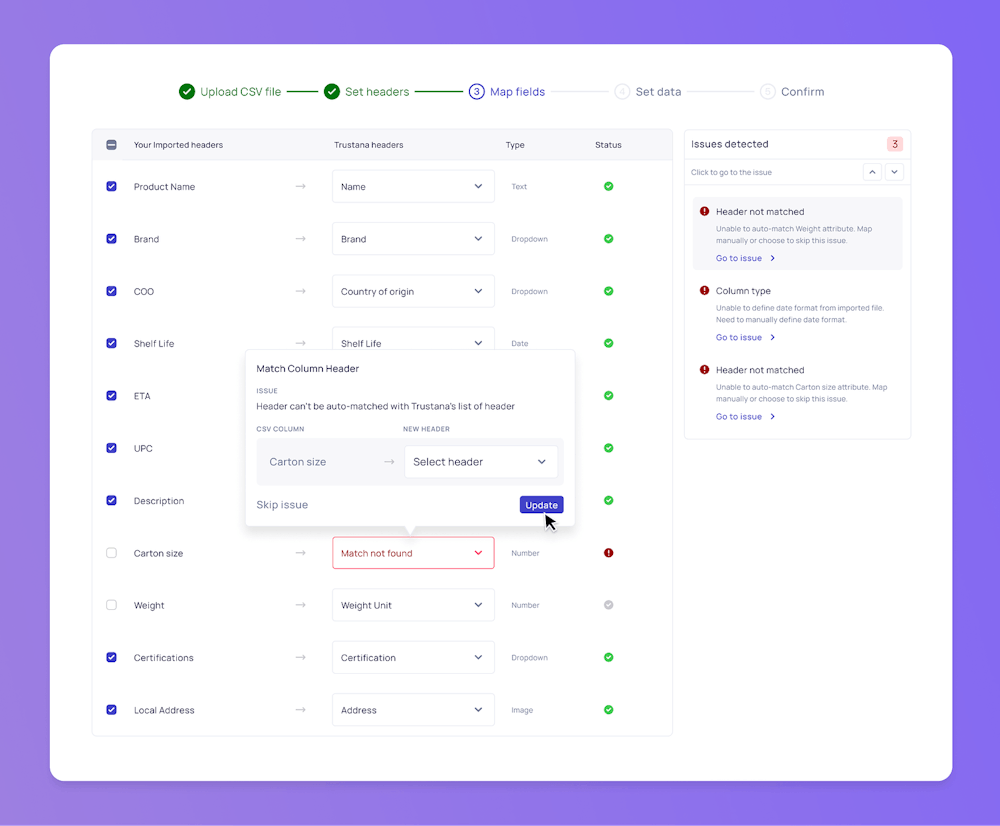 How to CSV mapping from import in flutterflow?