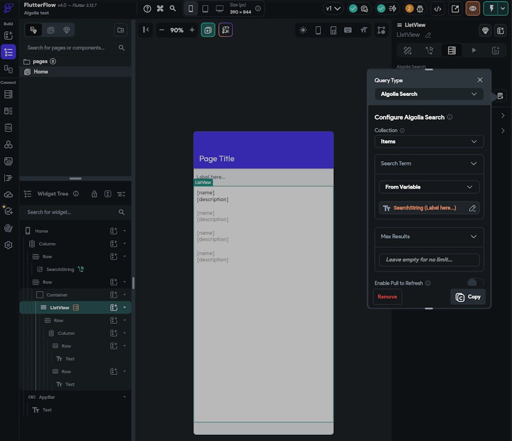Algolia search results not showing in ListView