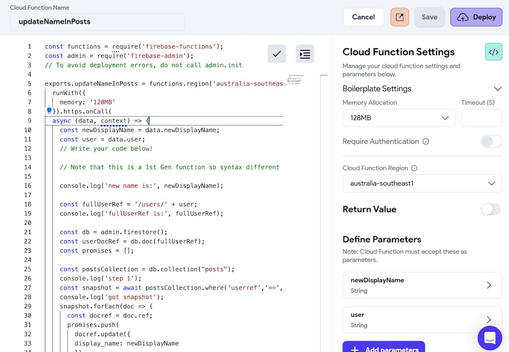 Cloud Functions example - Updating firestore documents