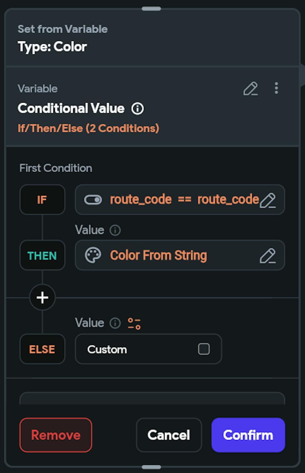 Change color of container to value in collection if the code matches ...