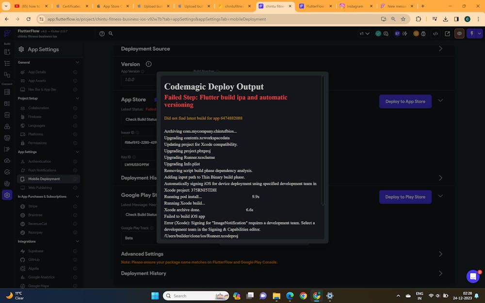 Step 11 Script `flutter Build Ipa And Automatic Versioning` Exited With Status Code 1