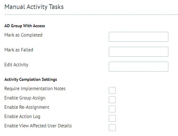 Reference: My Work, Review Activity Approval and Manual Activity Page