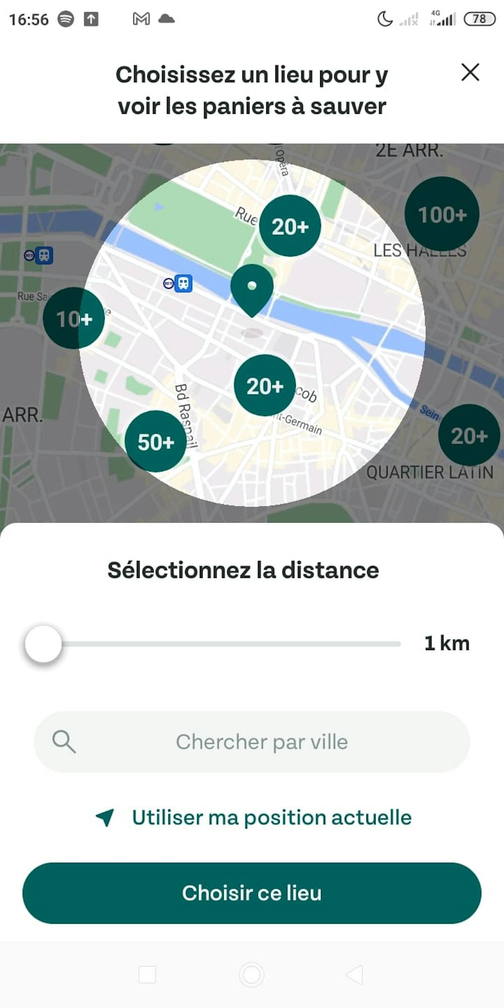 Custom map widget to select location with a diameter around a location