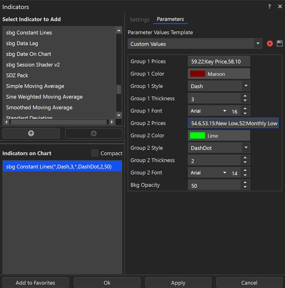 Constant Lines indicator - with optional line labels