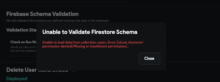Unable To Validate Firestore Schema 