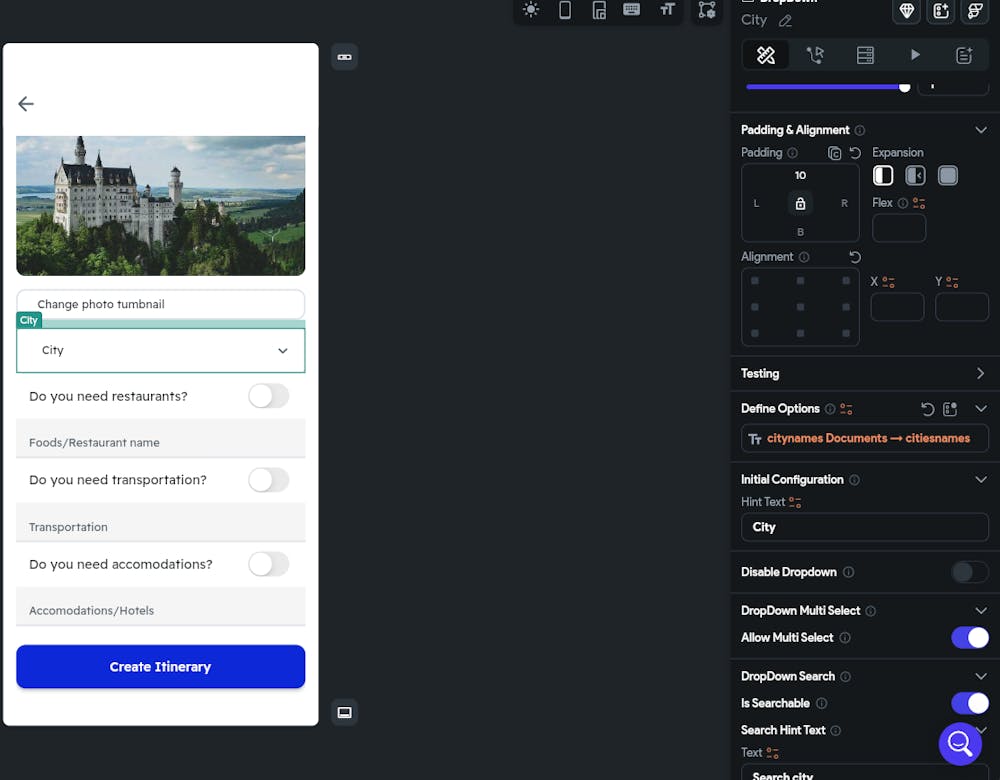 How can I create / update a document with a Dropdown list that has "Multi Select" enabled?