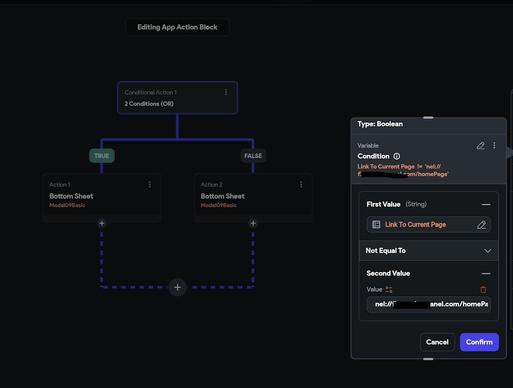 Condition based on current URL