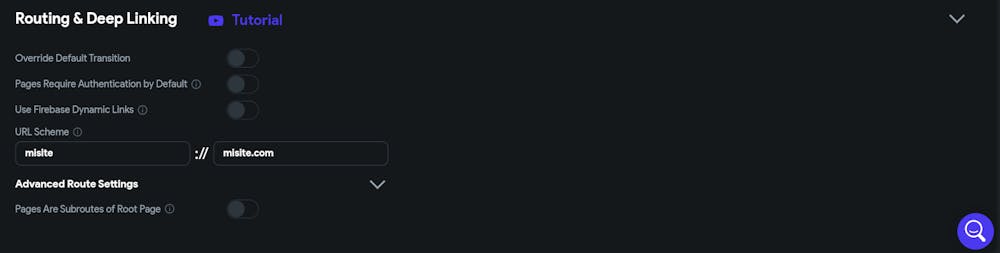 Custom navigation action with custom route using deep links and route names