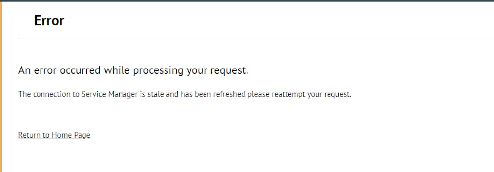 An Error occured while processing your request