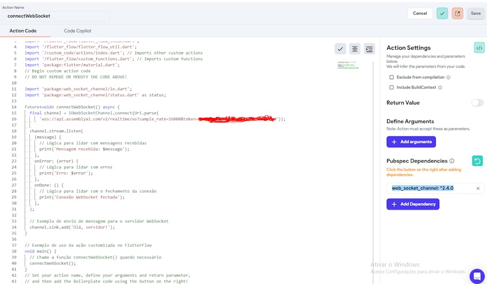 How to use WebSocket in FlutterFlow?
