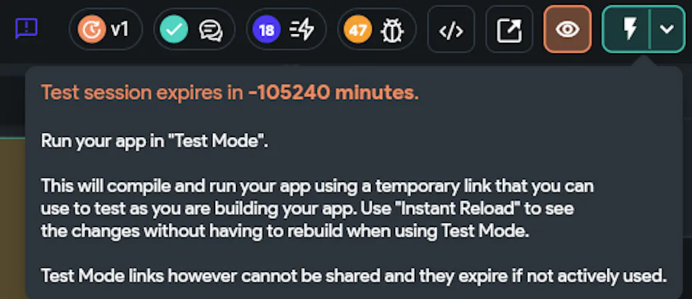 Test Mode issues on one project