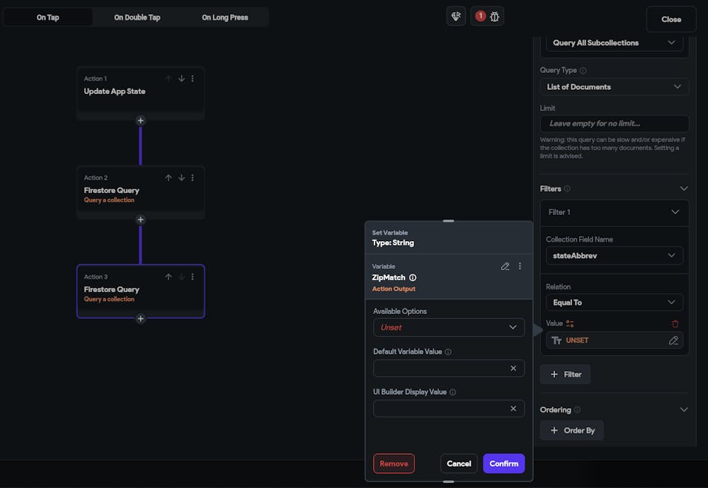 Using results from firebase query 1 as relational filter conditions for query 2