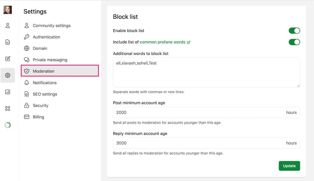 How to adjust the Moderation Settings and use the Moderation Panel