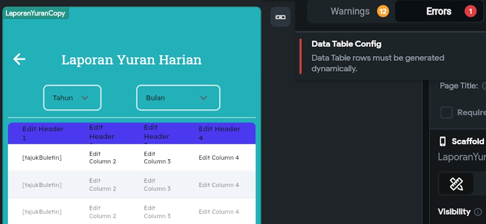 set up a new version datatable