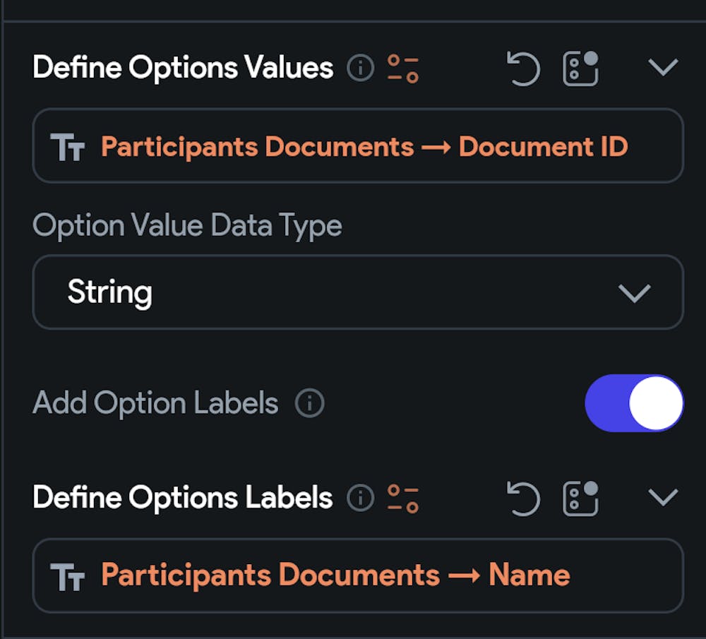 Dropdown With Option Value Datatype Document Reference