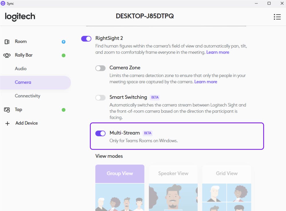 How to enable Multi-Stream IntelliFrame on Rally Bar for Microsoft ...