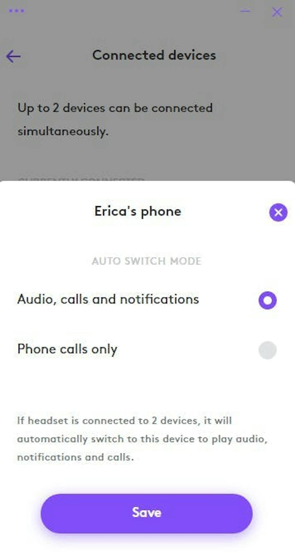 Connect to multiple devices with Multipoint for audio