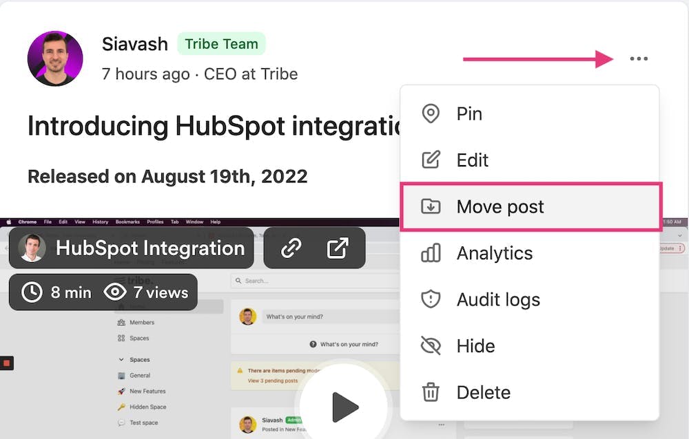How to move a Post to another Space