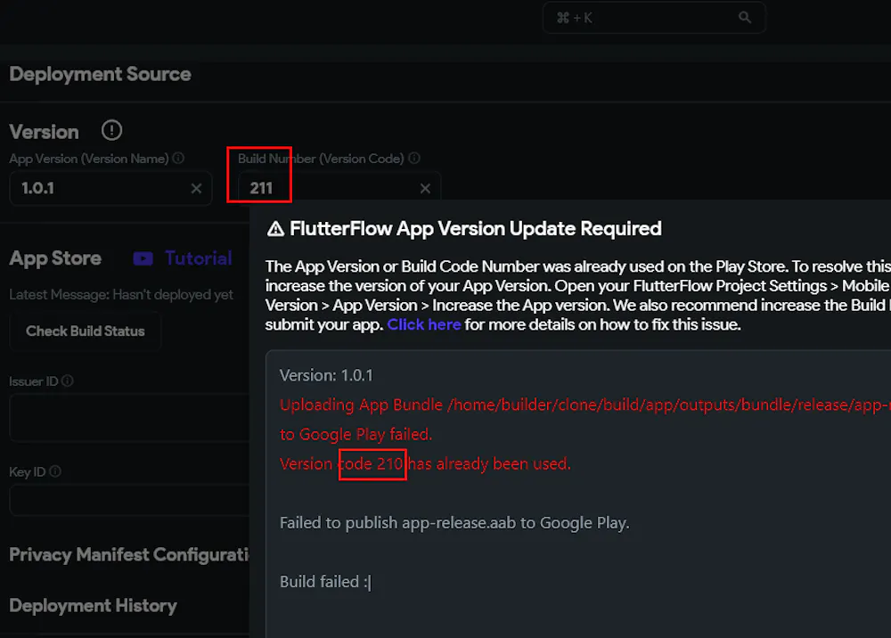 Google Play deployment using incorrect settings