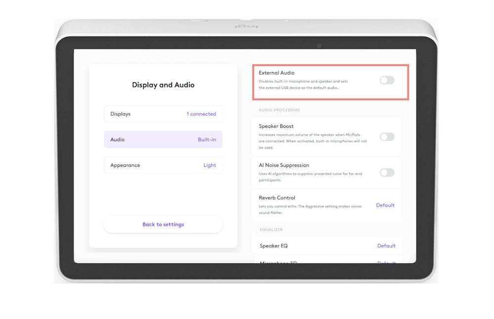 Rally Bar and Rally Bar Mini external audio devices
