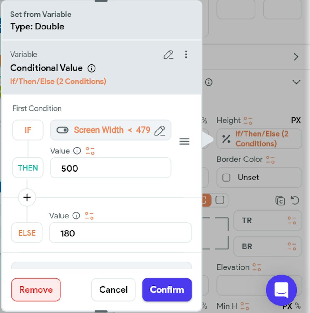 Container Height Condition Value Not Working