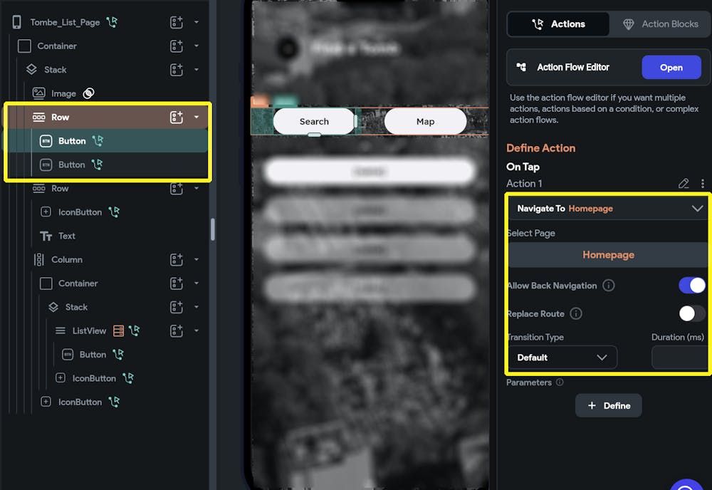 "Navigation to page" action doesn't work
