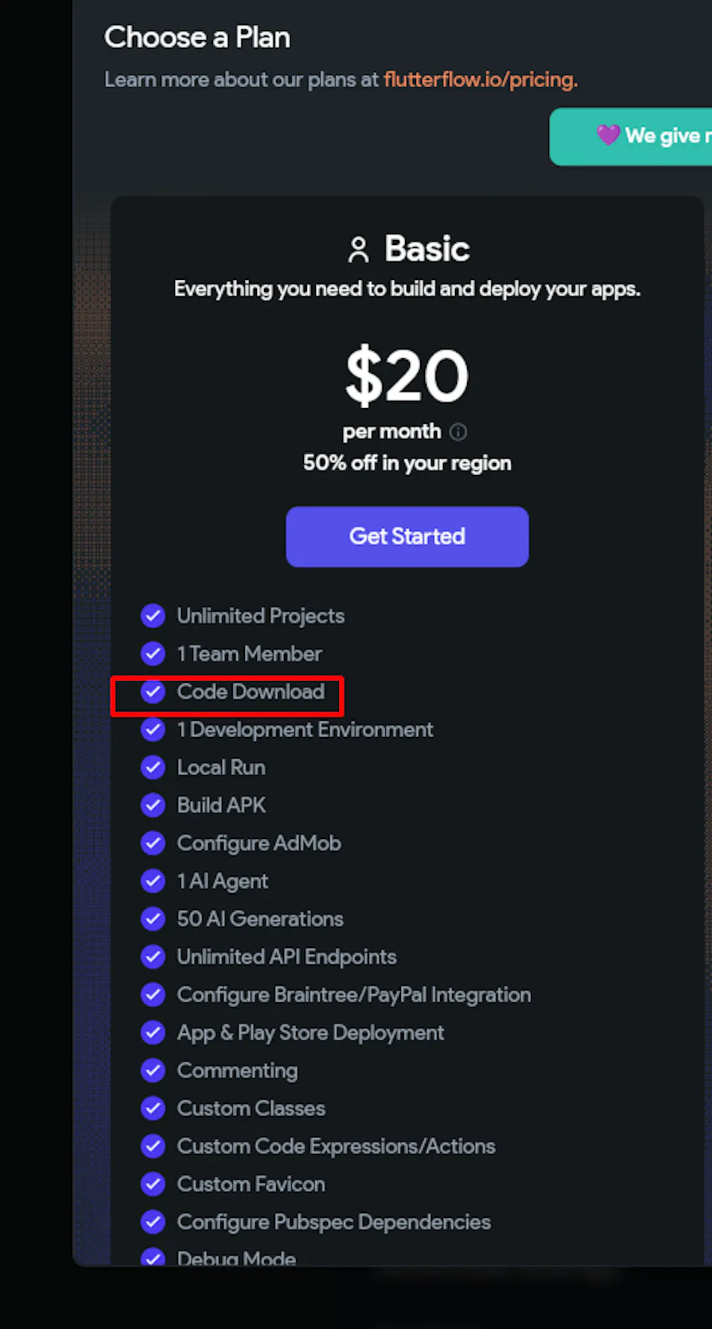 Basic plan active but Code Download is not available