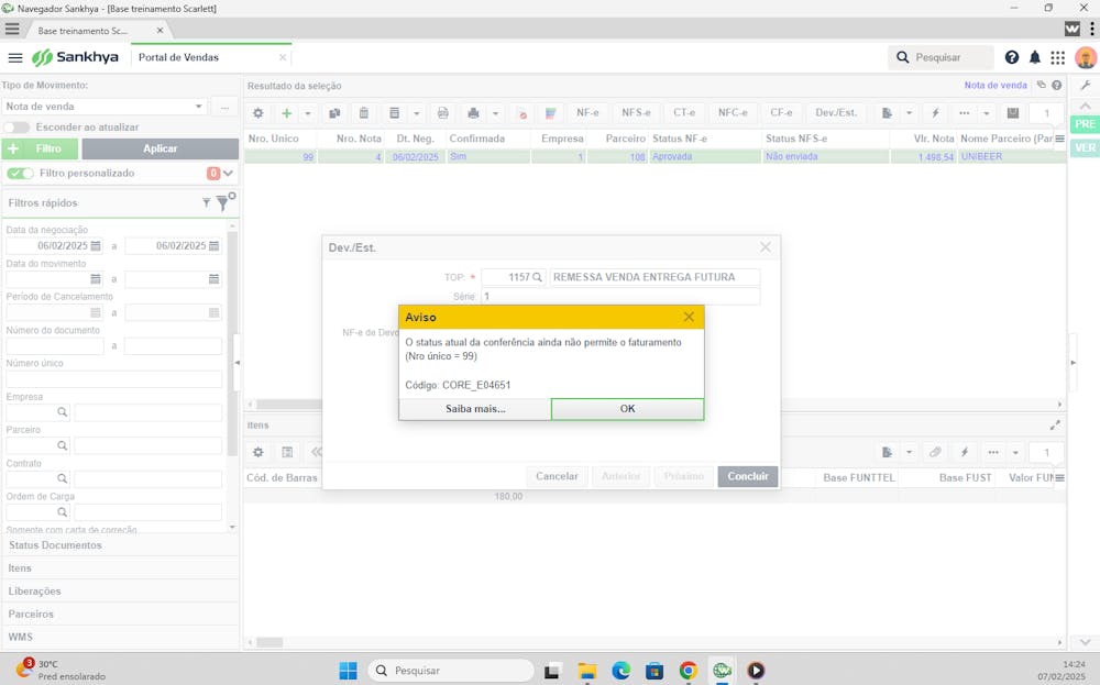 Erro ao tentar fazer a Dev/Est