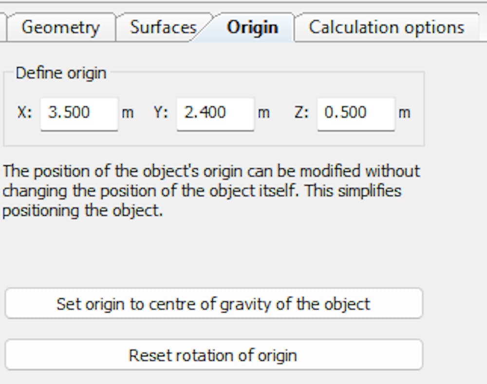 Reset / set tool for origin of an object