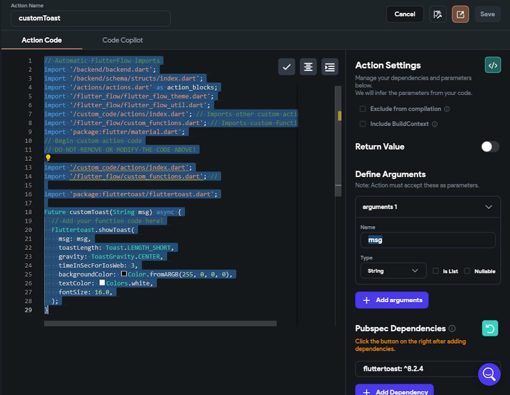 Flutter Toast Notification [Custom Code]