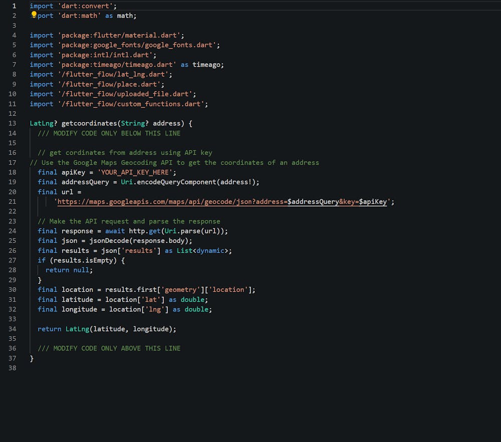 Custom function - convert address to coordinates