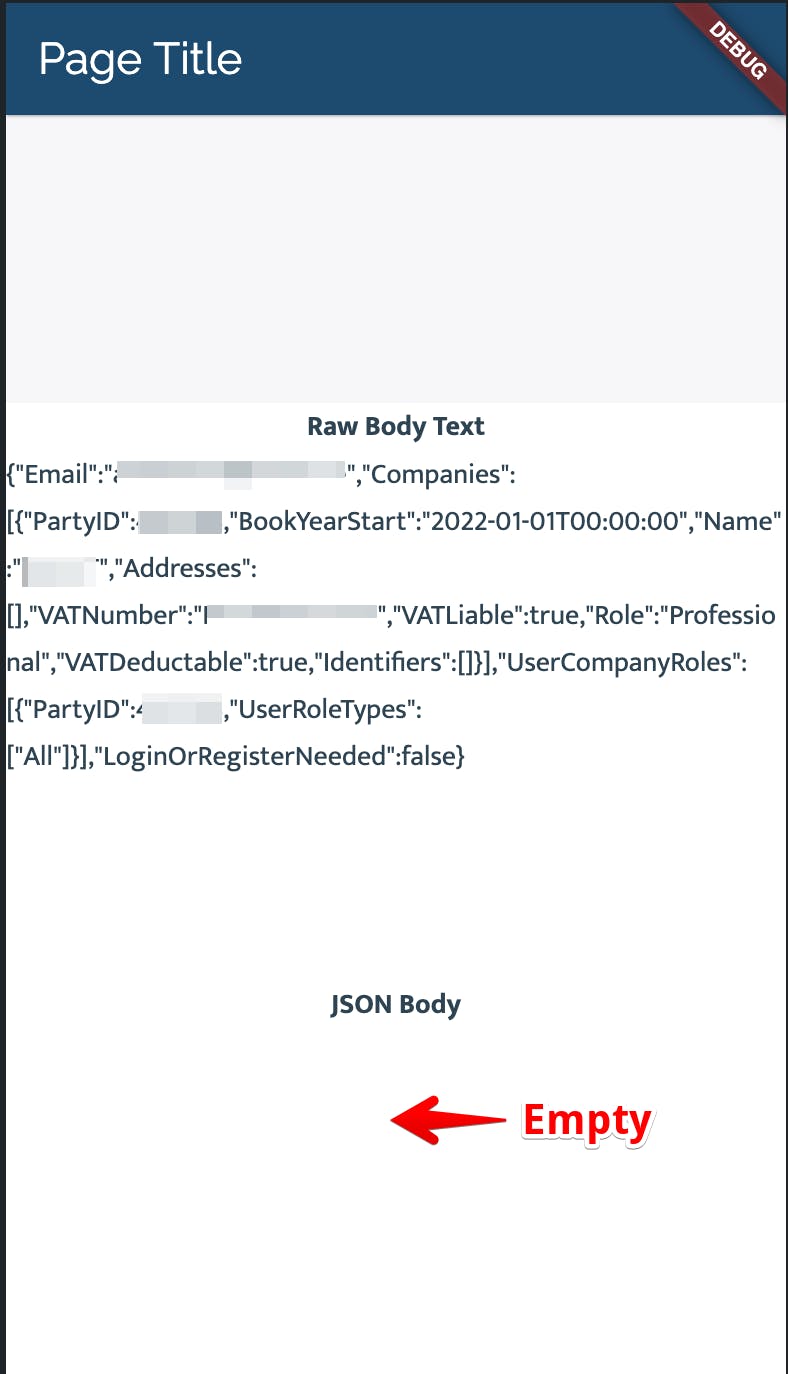 JSON Body of API response is empty while Raw Body Text still contains ... JSON Body of API response is empty while Raw Body Text still contains ...