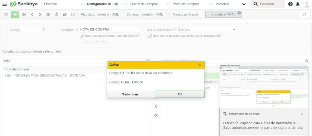 Ajuste de layout - Nota de Compra