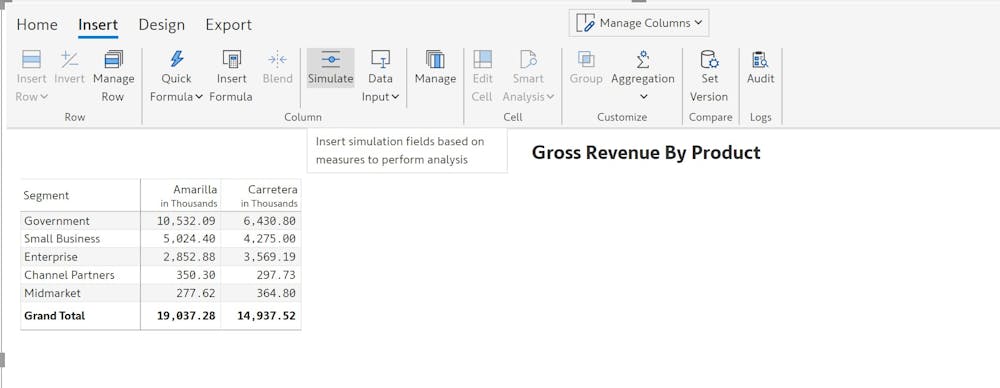 What If Analysis Using The Simulate Feature In Inforiver Matrix