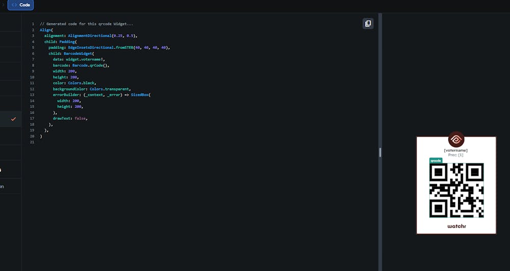Edit widget code, download widget as image