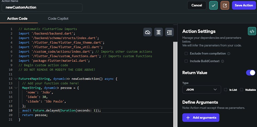 Issue in Action with Json return
