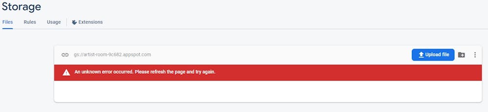 Firebase Storage Unknown Error Occurred 