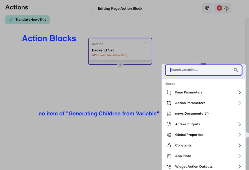Missing a variable in "Action Blocks"