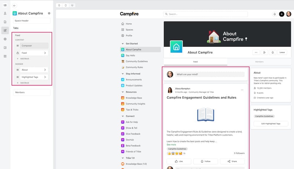 How to customize the layout of the Home page and Spaces