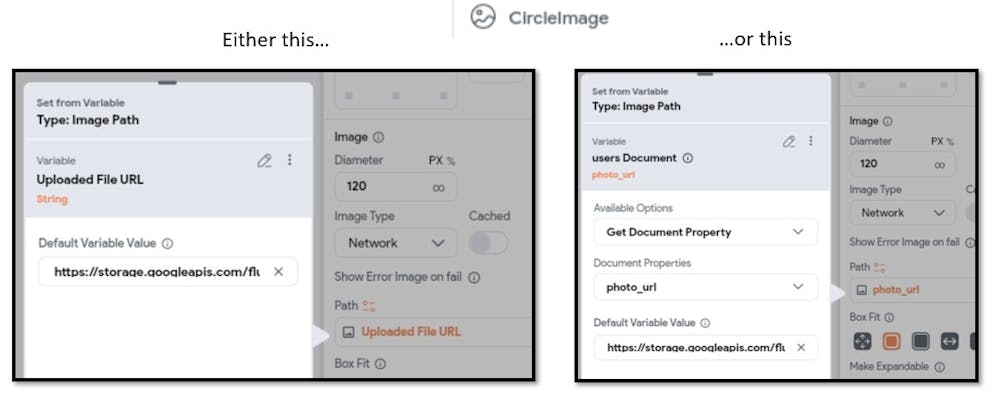 How do I display a picture from Firebase, change it, display the new picture, then save it?
