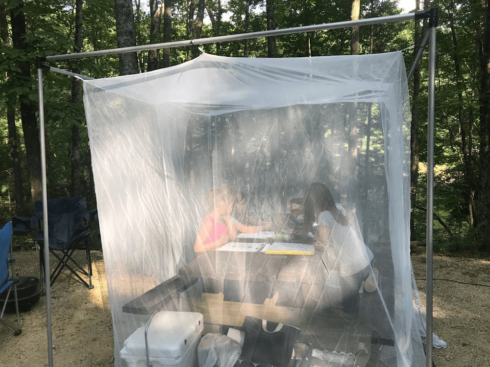 We made this bug netting frame for a camping trip ...