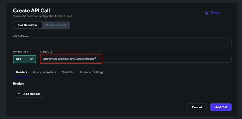 How to have a dynamic url in api call? Like using a variable How to have a dynamic url in api call? Like using a variable