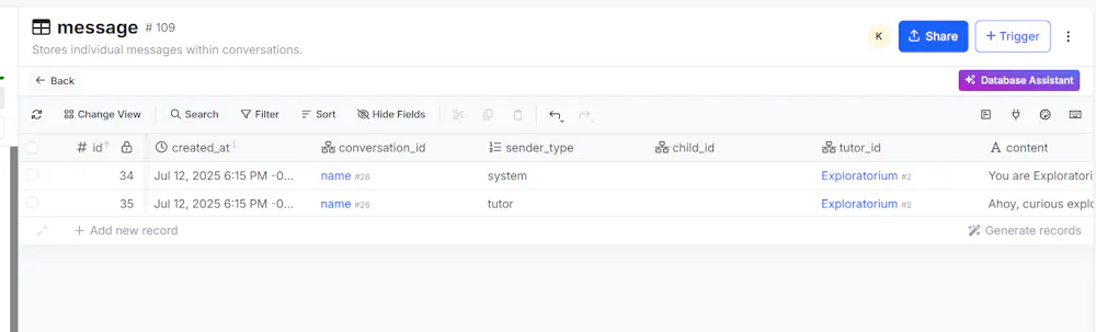 Database not populating as expected
