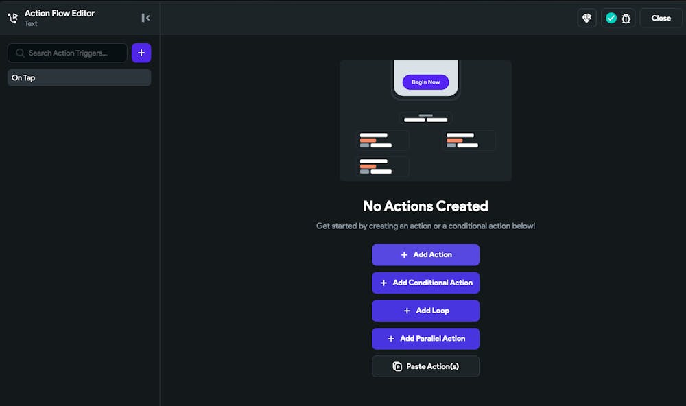 I can't create new actions (Apple Desktop)