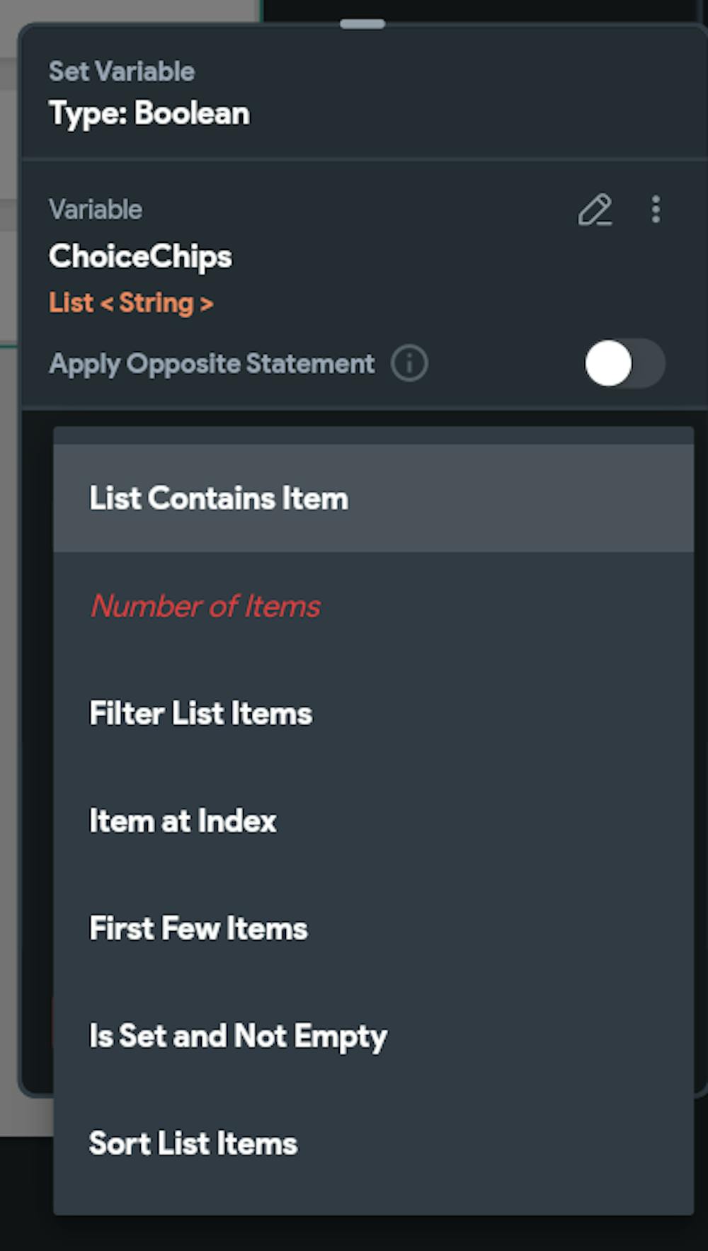 Choice Chips - unable to figure out how to use a Boolean
