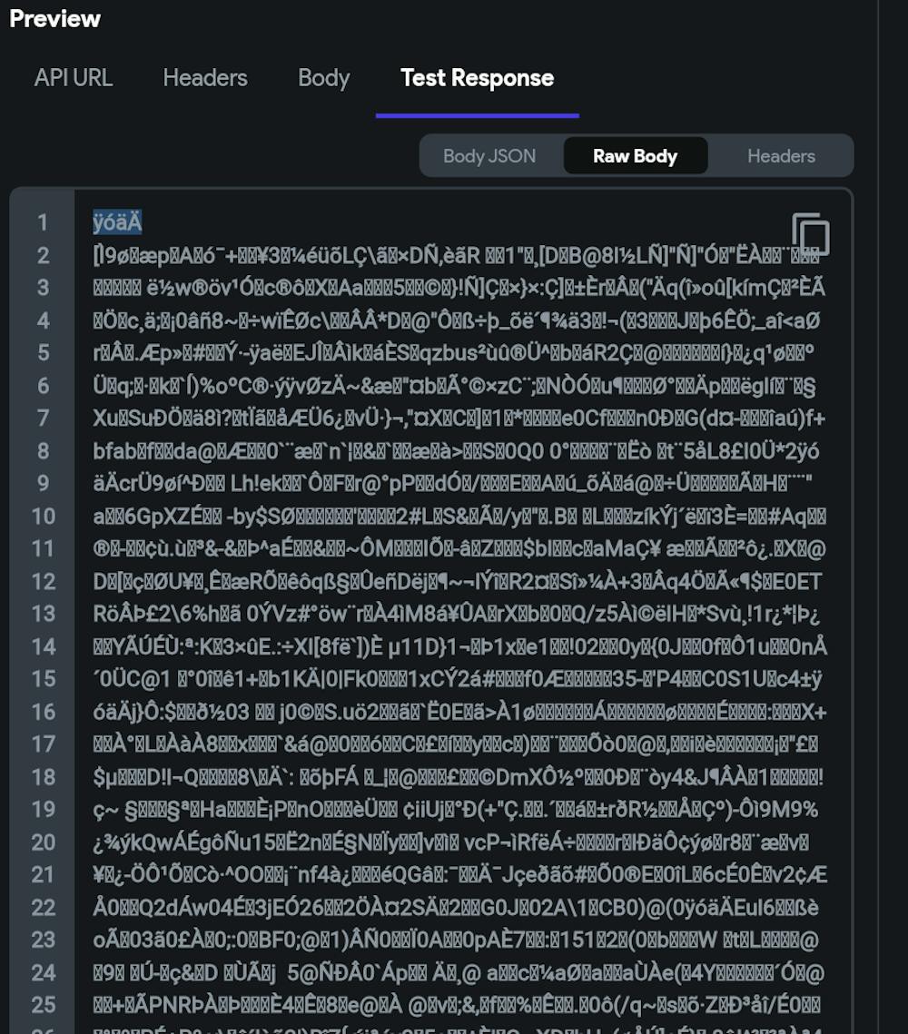 Binary data from API call