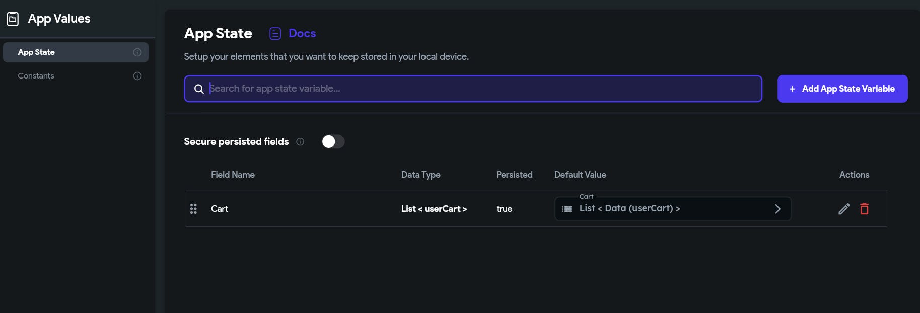 How do i save Appstate data into Supabase Rows